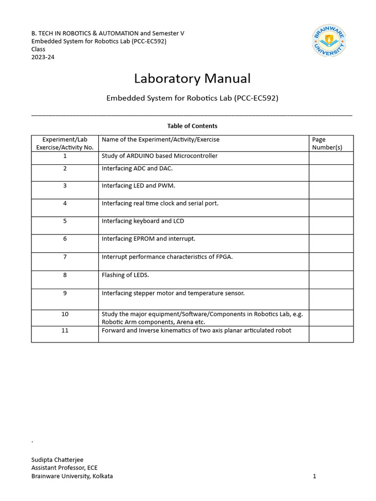 Exp 1 Basic Arduino Pdf Robotics Embedded System