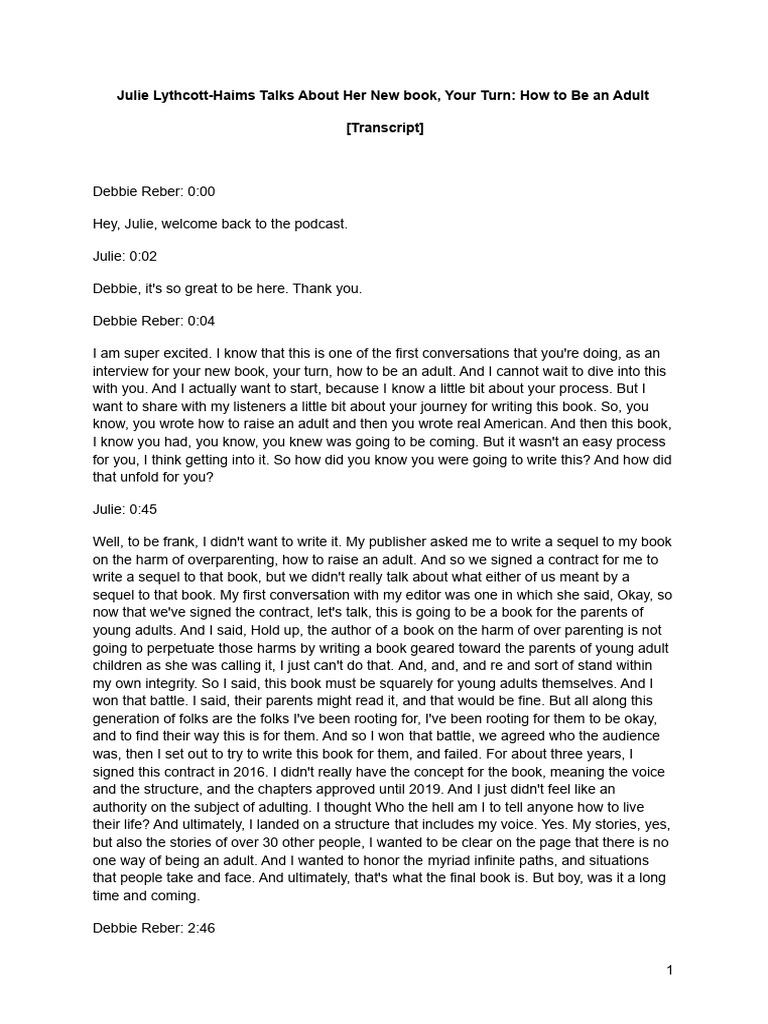 Julie Lythcott Haims Talks About Her New Book Your Turn How To Be An ...