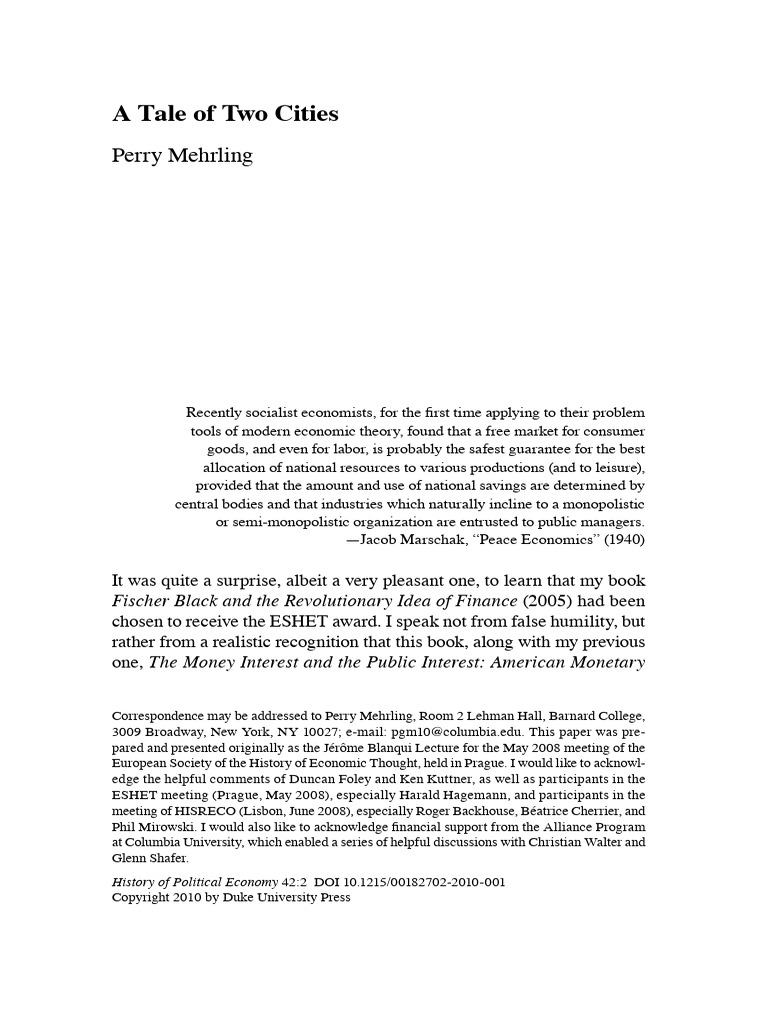 Tale of Two Cities | PDF | Macroeconomics | Efficient Market Hypothesis