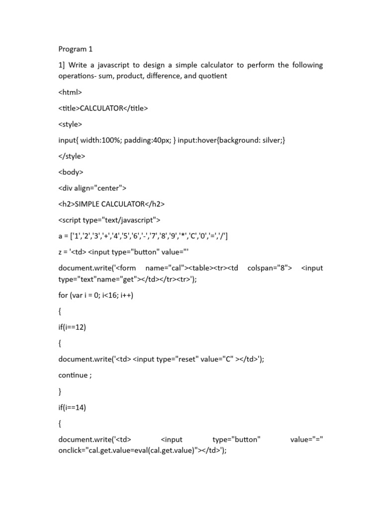 Web Programming All Programs | PDF | Html Element | Html5 Web Programming All Programs | PDF | Html Element | Html5