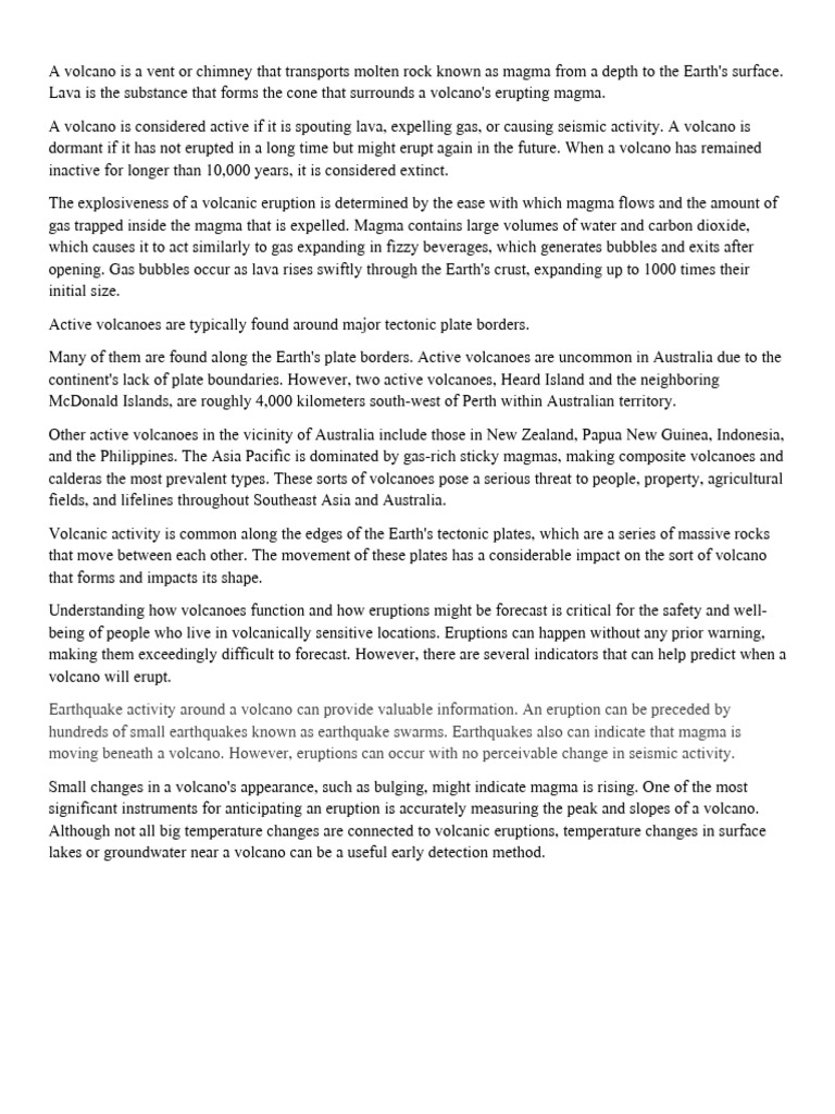 Activity 1 Volcano Essay | PDF | Volcano | Types Of Volcanic Eruptions