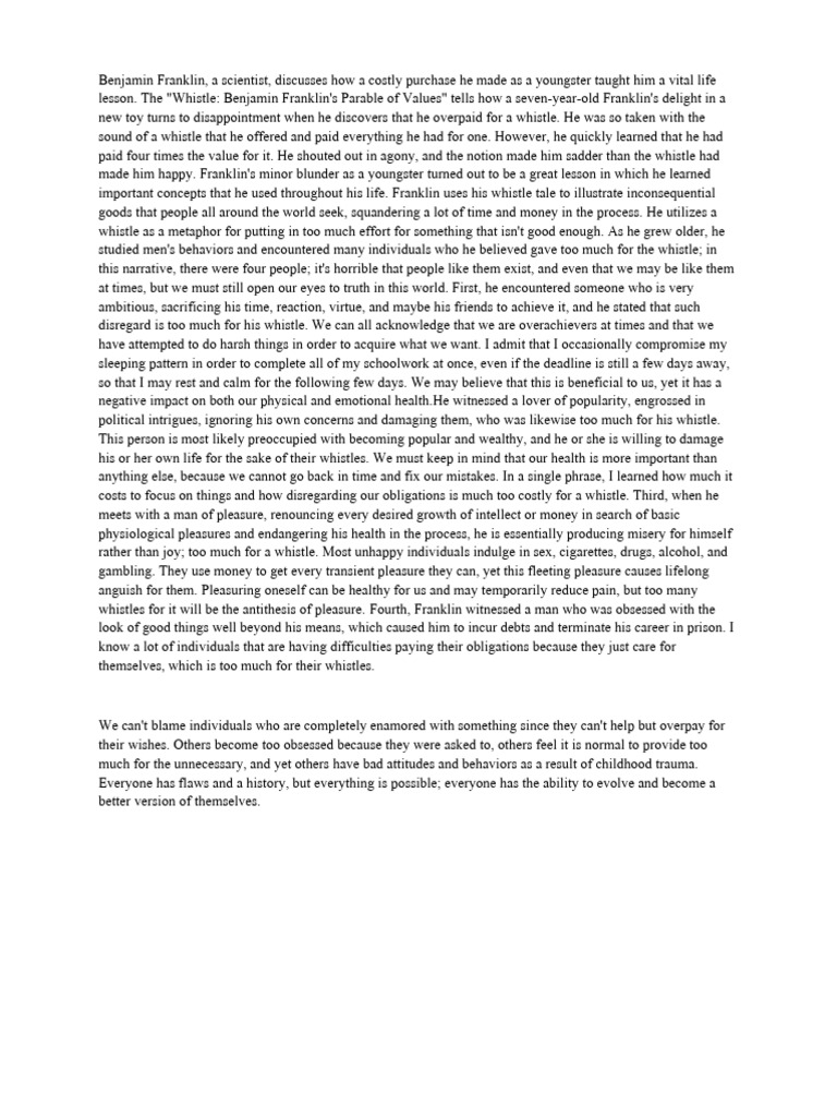 Activity in English The Whistle | PDF | Pleasure | Psychological Concepts