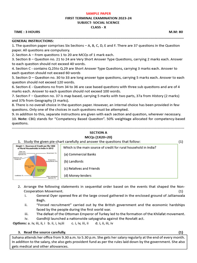 S.ST Term-1 Sample Paper 2023-24 | PDF | Conservatism
