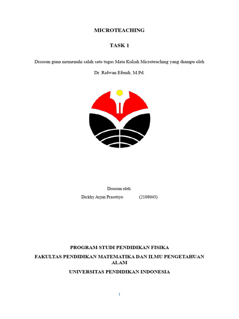 Dickhy Arjun Prasetiyo - 2108043 - Task 1 - Microteaching | PDF
