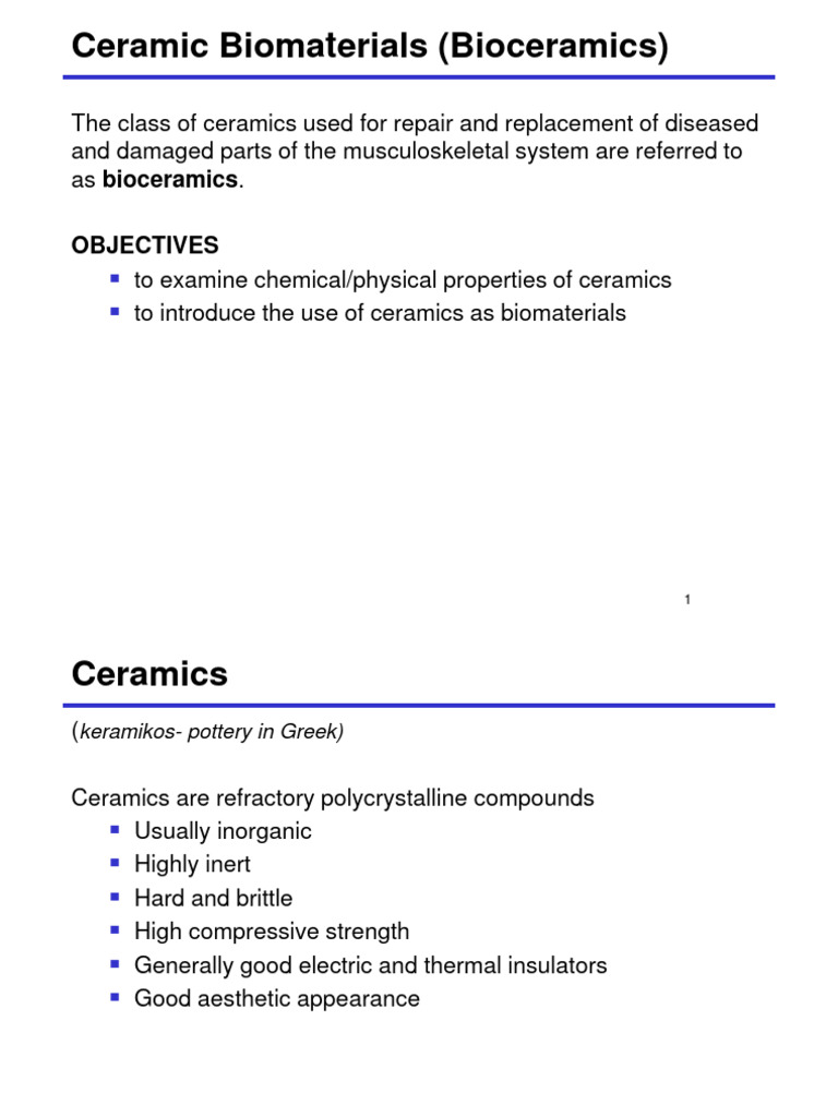 Bioceramics for Medical Applications | PDF | Bioceramic | Zirconium Dioxide