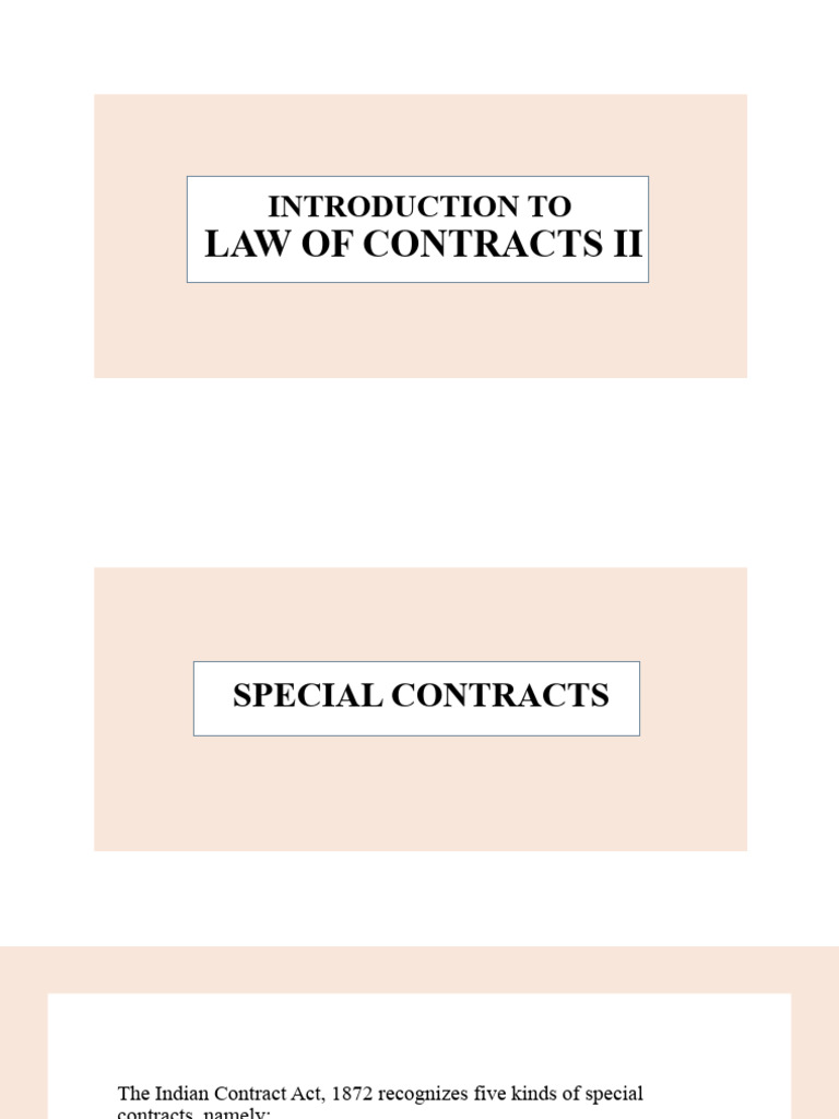 Introduction To Law of Contracts II | PDF | Indemnity | Government