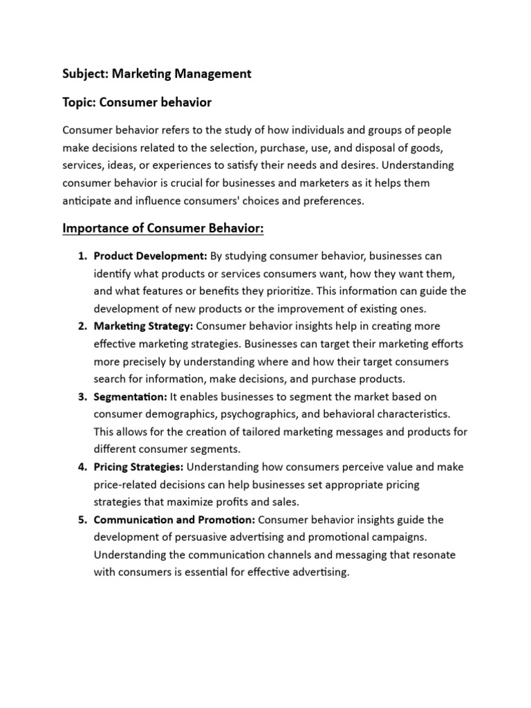 Consumer Behavior Notes Pdf Consumer Behaviour Behavior