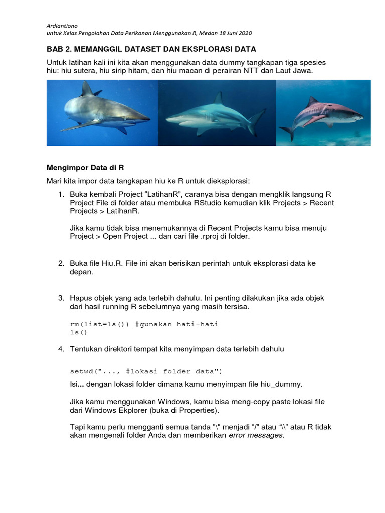 Modul Latihan 2 Memanggil Dataset Dan Eksplorasi Awal Pdf