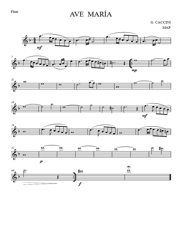 Ave Maria Caccini - Flute | PDF