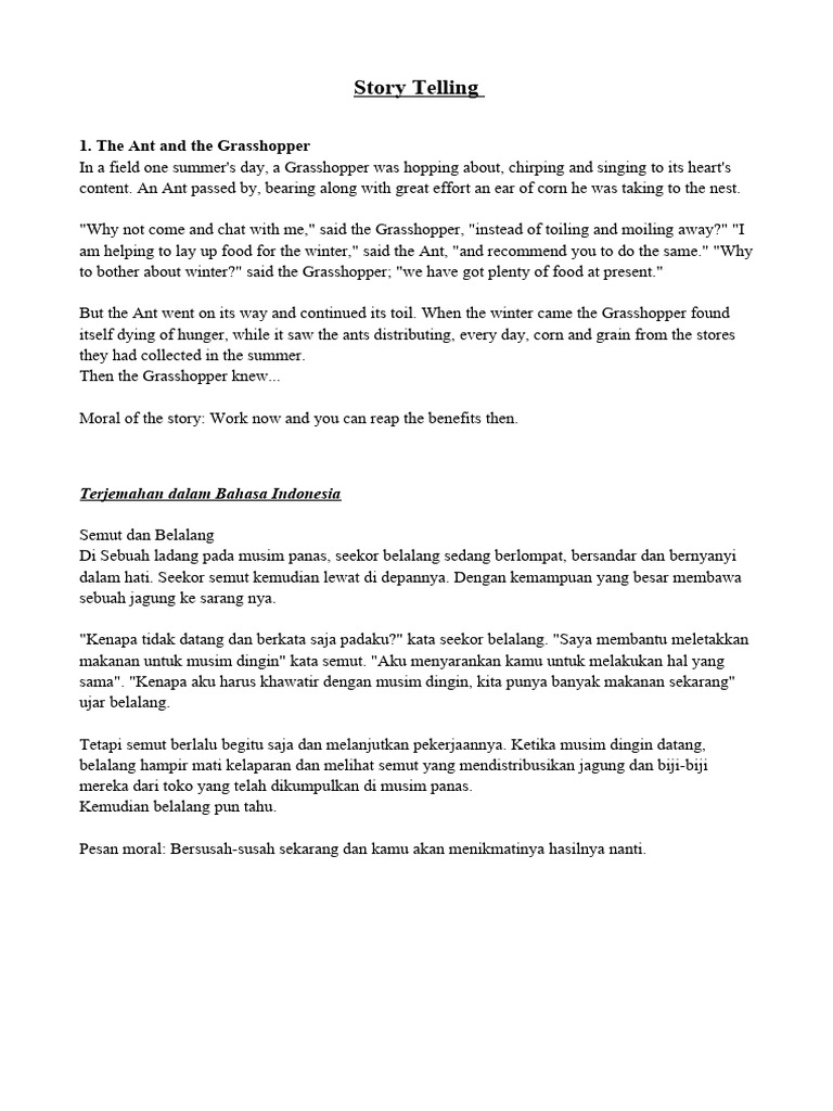 Contoh Story Telling Singkat | PDF | Pinocchio | Mythology