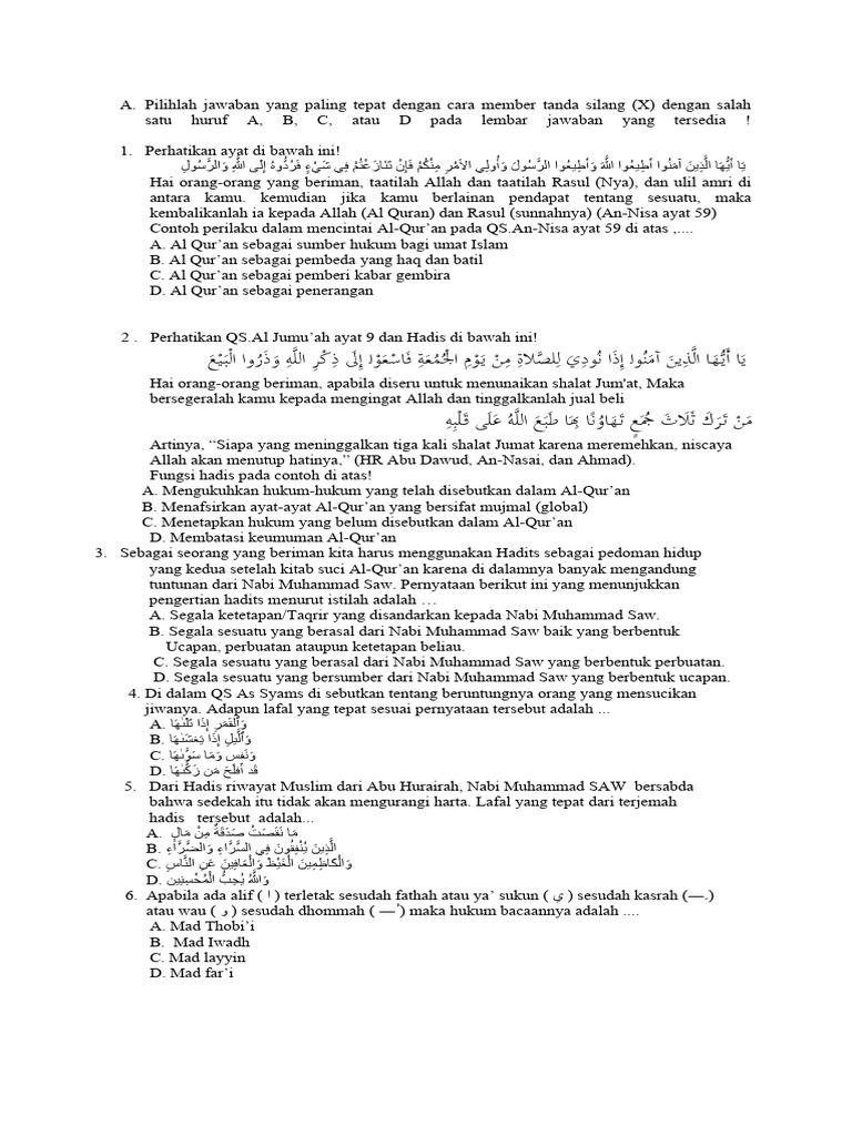 Soal Am Qurdis Ix | PDF