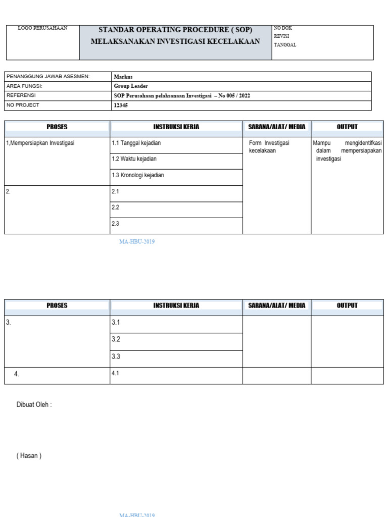 SK 4 SOP Teknis Investigasi | PDF