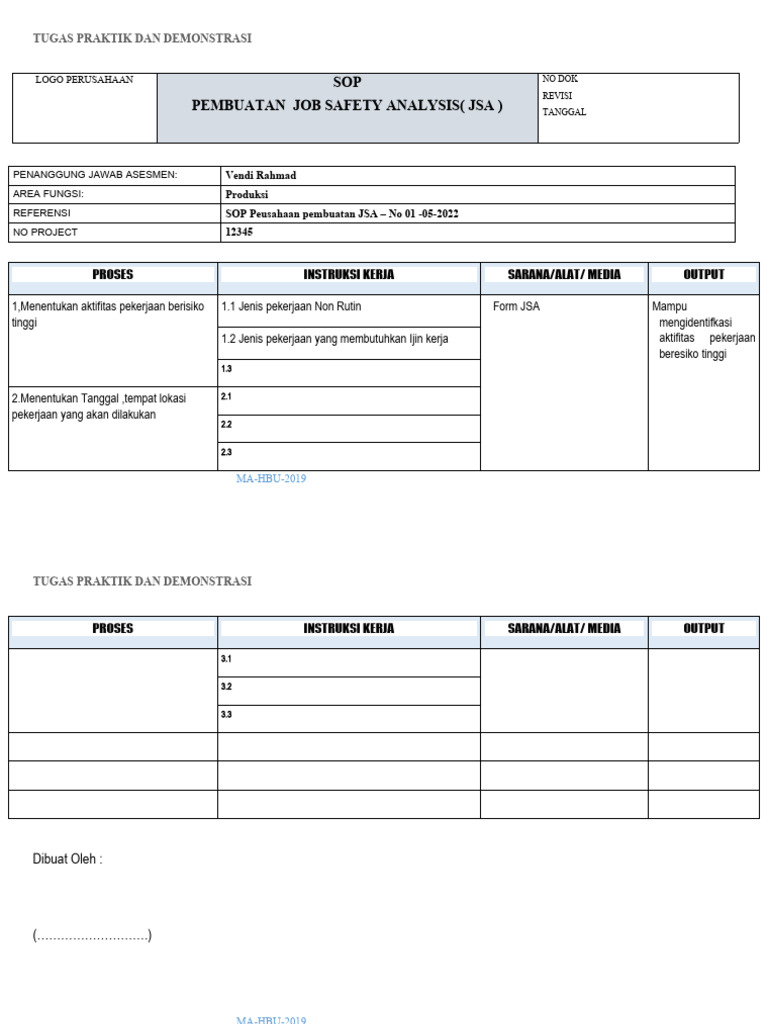 SK 8 SOP Teknis JSA | PDF