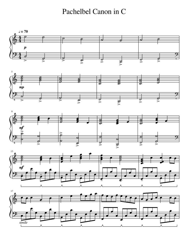 Pachelbel Canon in C Piano | PDF