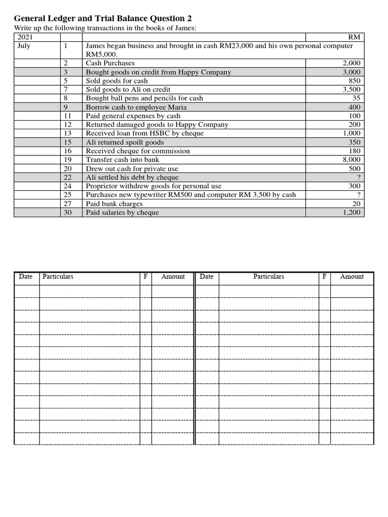 General Ledger To Trial Balance 2 | PDF | Cheque | Cash