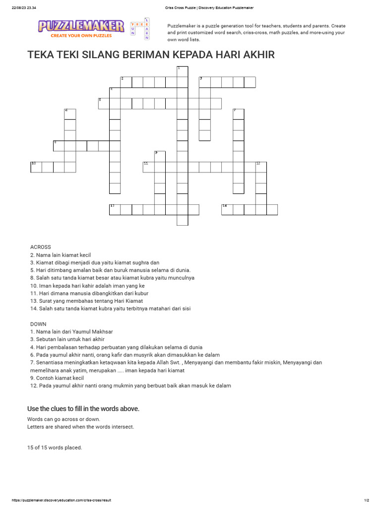 LKPD TTS Berima N Kepada Hari Akhir | PDF