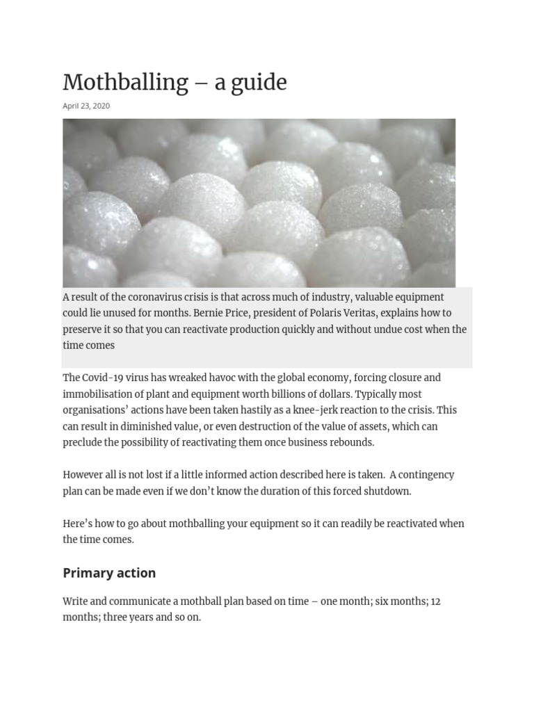 Mothballing Guide | Download Free PDF | Corrosion | Water