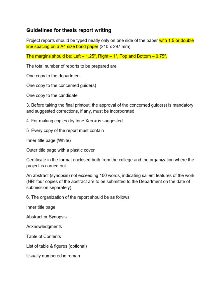 Guidelines For Thesis Report Writing-1 | Download Free PDF | Thesis ...