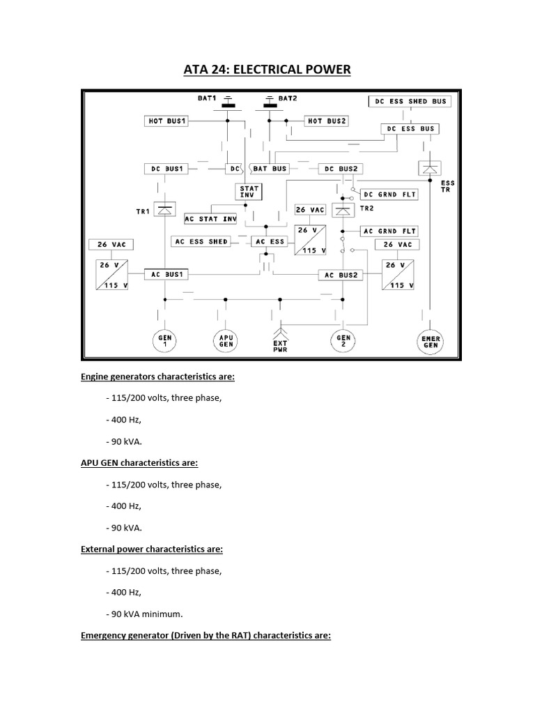 Ata 24: Electrical Power: Engine Generators Characteristics Are | PDF ...