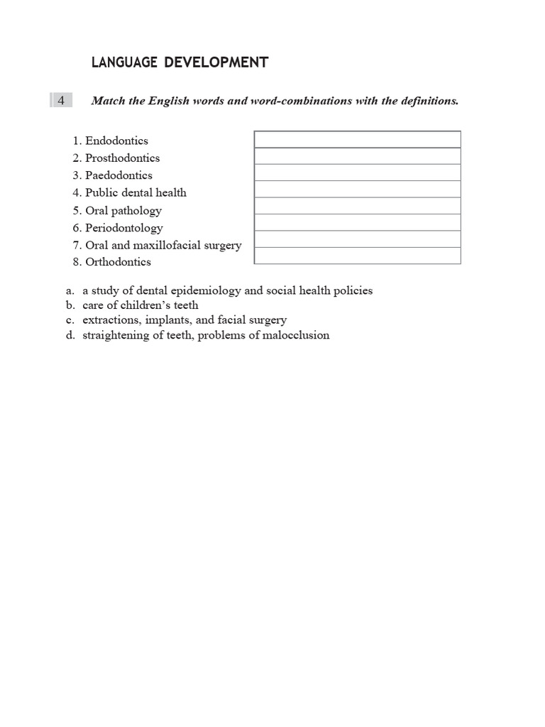 UNIT 2 - Language Development | PDF | Dentist | Dentistry