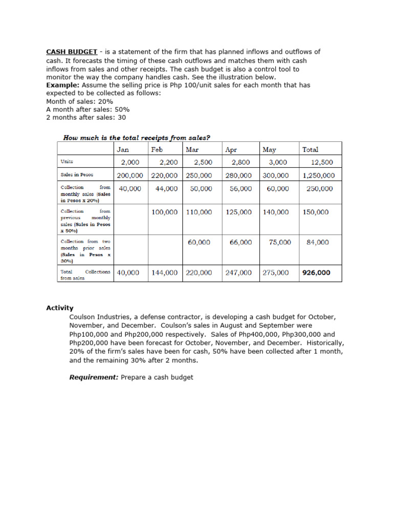 Cash Budget | PDF