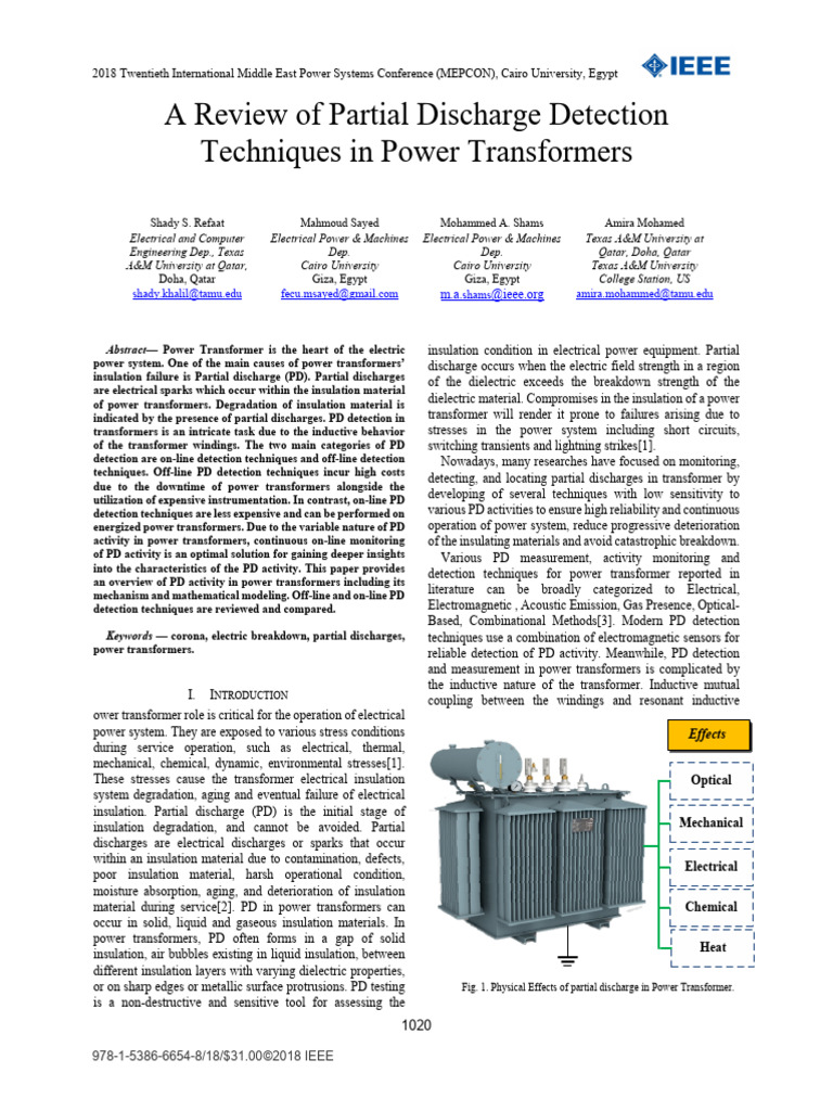A Review of Partial Discharge Detection Techniques in Power ...