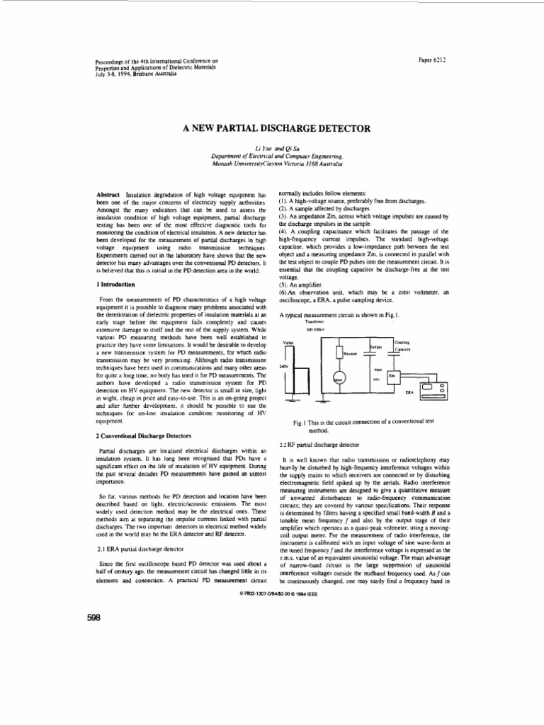 A New Partial Discharge Detector | PDF | Radio | Detector (Radio)