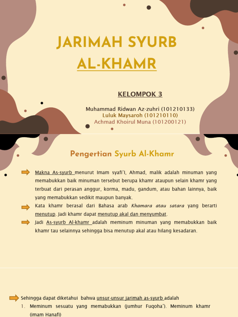 Jarimah Syurb Al-Khamr: Definisi dan Hukuman | PDF