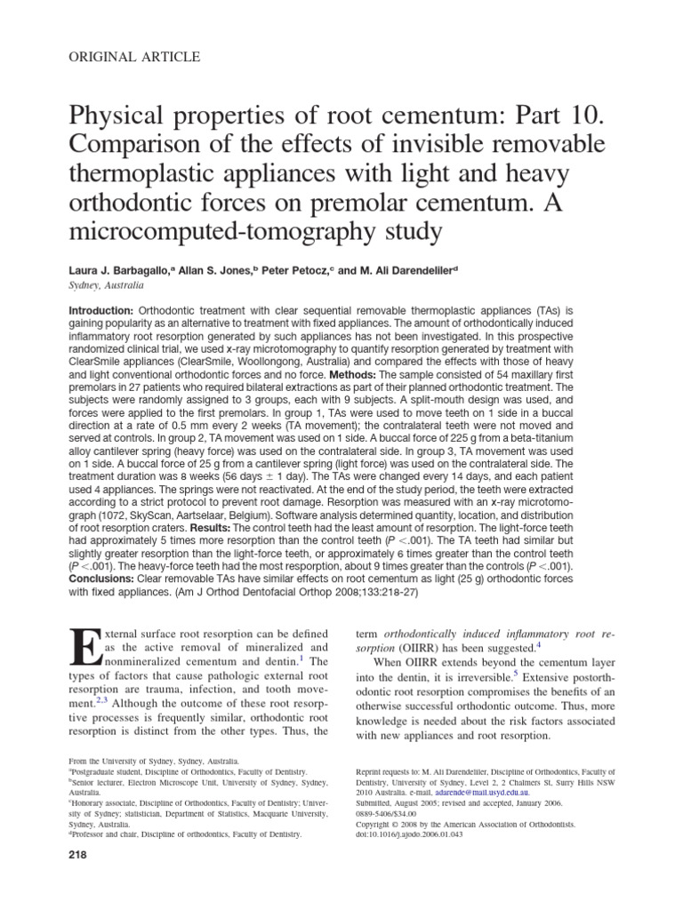 Comparison of The Effects of Invisible Removable in Cementum | PDF ...