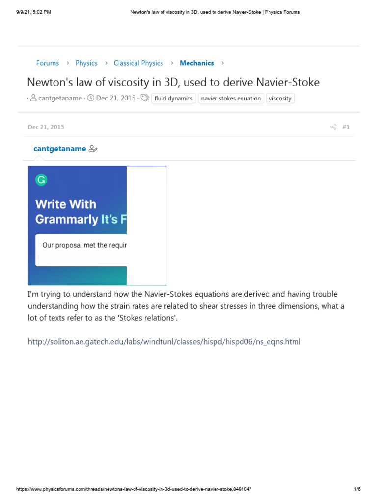 newton-s-law-of-viscosity-in-3d-used-to-derive-navier-stoke-physics