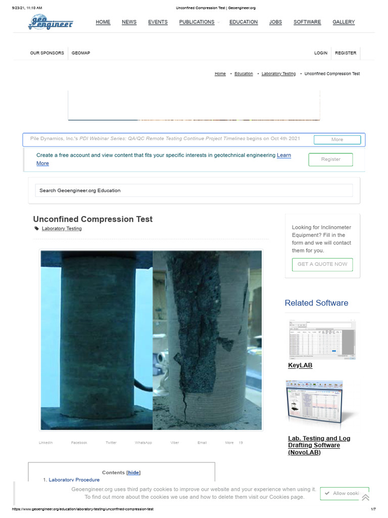 Unconfined Compression Test | PDF | Deformation (Engineering ...