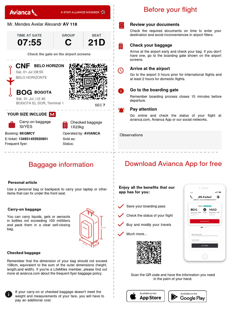Boarding Pass To Toronto - AVIANCA | Download Free PDF | Baggage | Airport