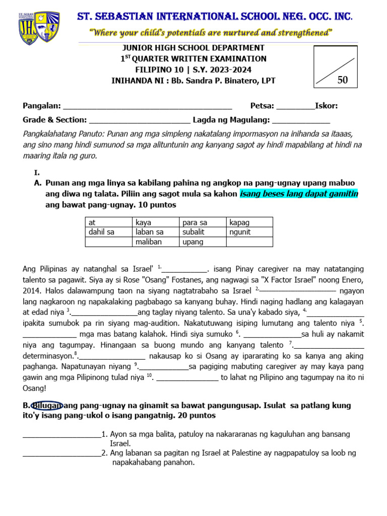 We Fil.10 2023 2024 | PDF