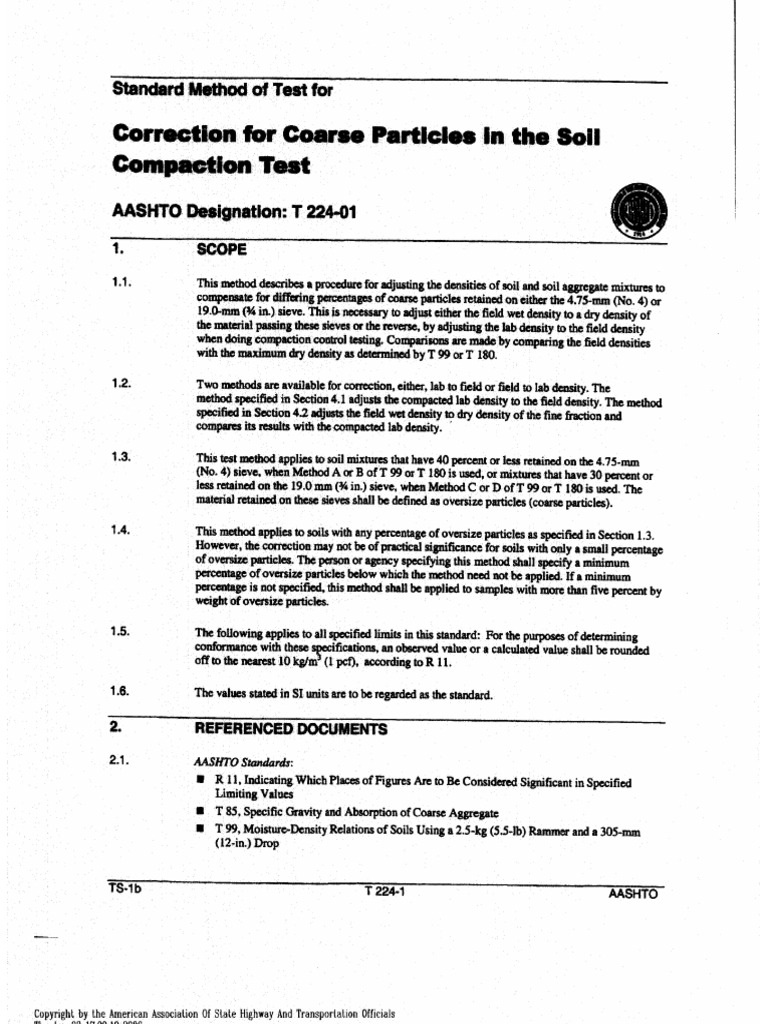 Aashto T224 - 2001 | PDF