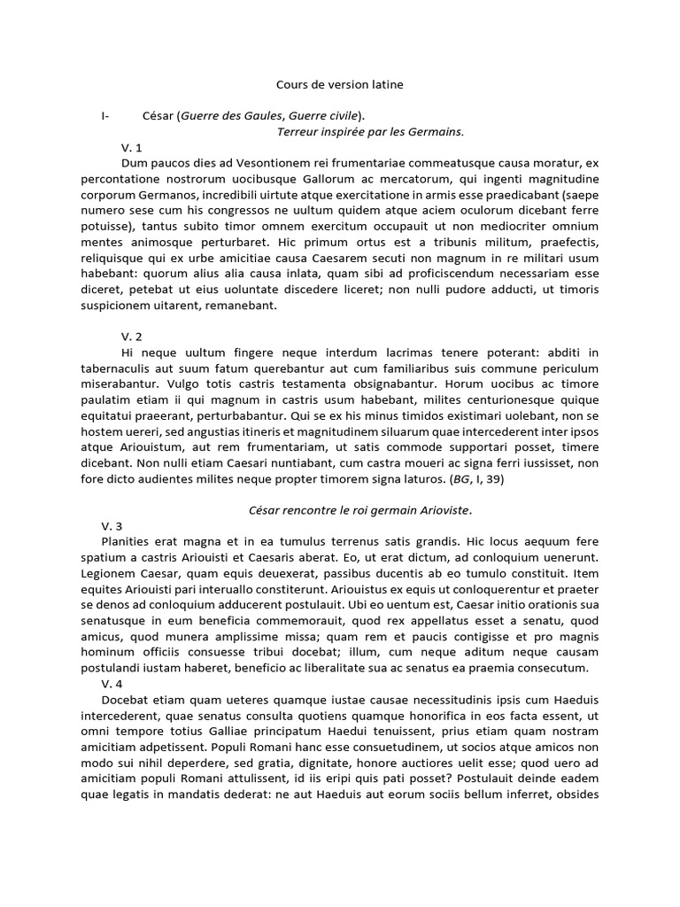 KH 23-24. Cours de Version Latine | PDF