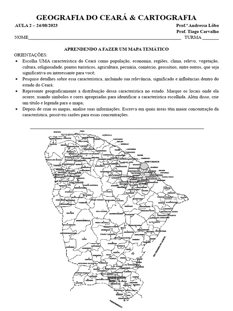 Mapa Temático do Ceará: Características Geográficas | PDF