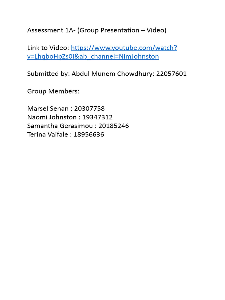 Assessment 1A - Abdul Munem Chowdhury - 22057601 | PDF