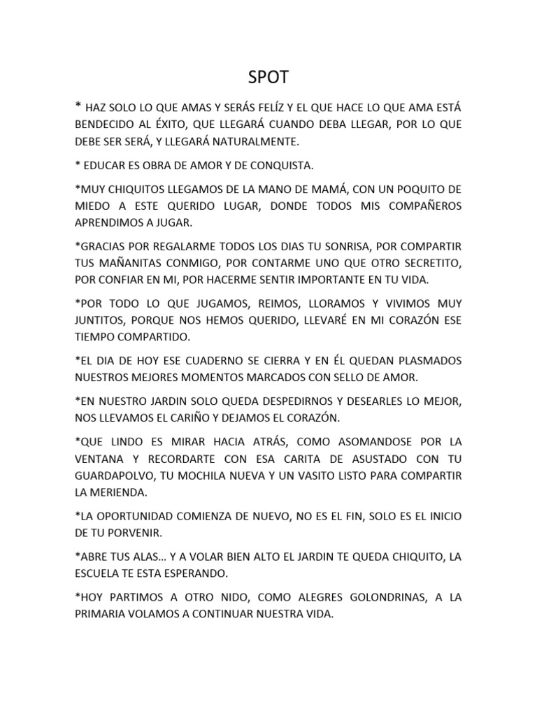 Spot Preescolar | PDF