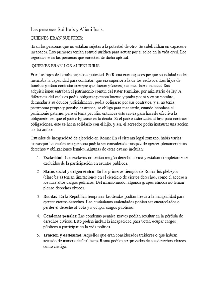 Las Personas Sui Iuris y Alieni Iuri1 | PDF | Parentesco | Familia