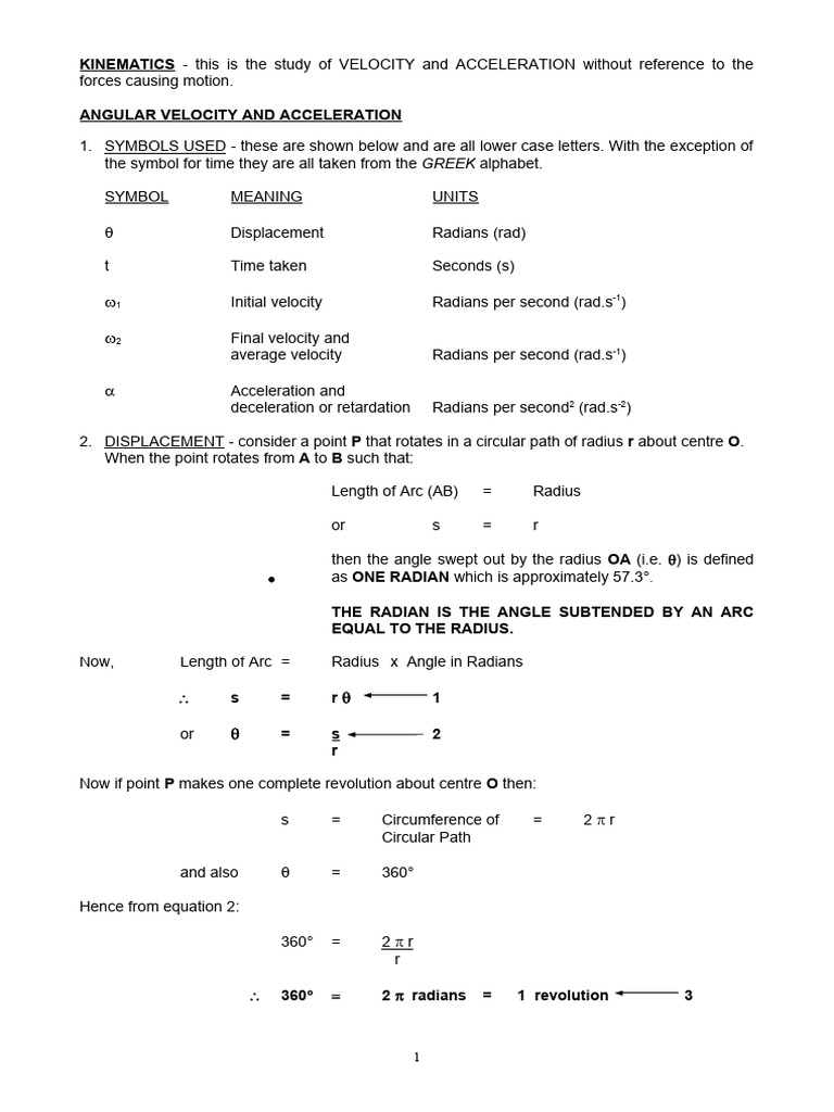 Angular Velocity and Acceleration Basics | PDF | Acceleration | Angle