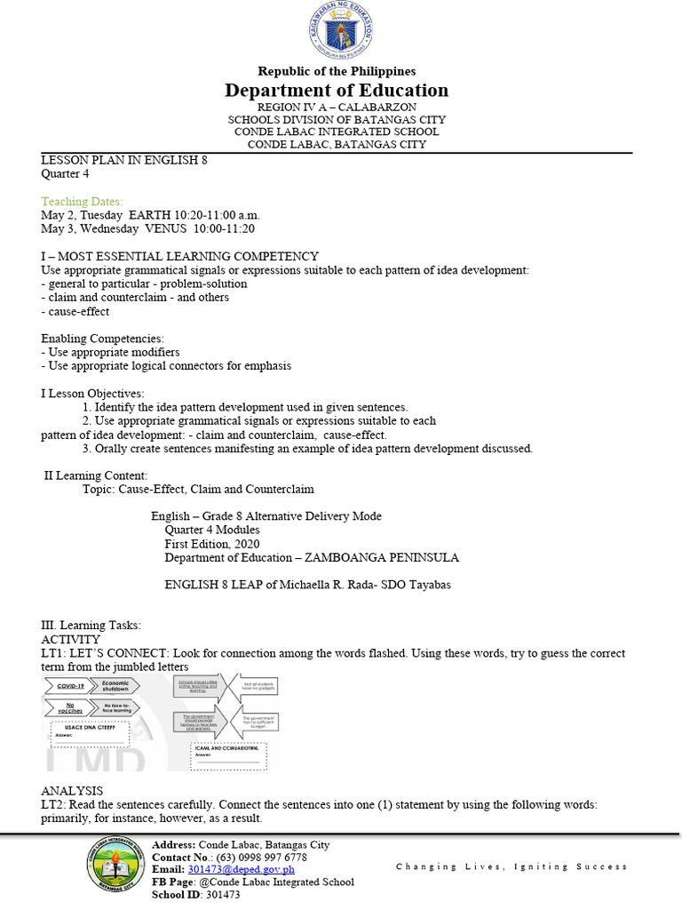 Lesson Plan in English 8 q4 | PDF | Social Media | Popular Culture ...