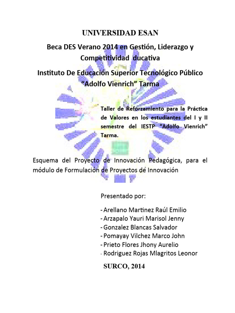 Proyecto Tecno 2 ESAN - Doc25-02-14. | PDF | Plan de estudios | Maestros