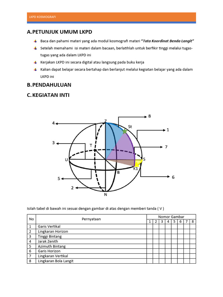LKPD Kosmografi | PDF | Metode & Bahan Ajar