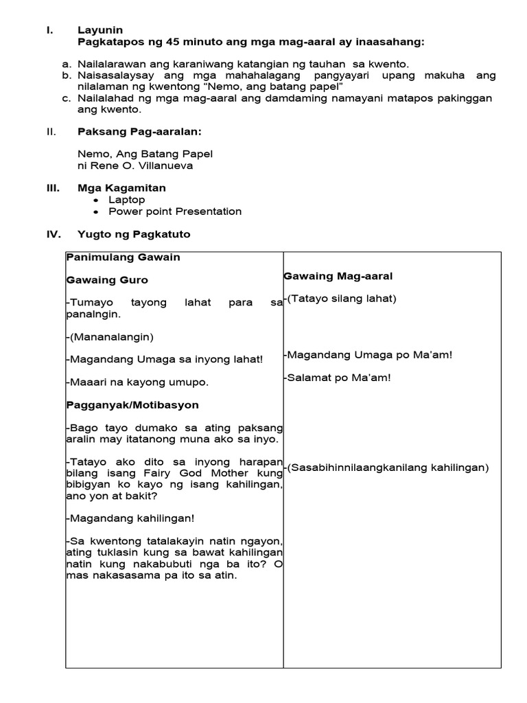 Nemo, Ang Batang Papel | PDF