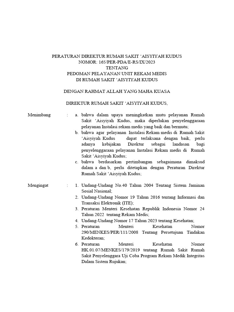 Pedoman Pelayanan RM | PDF