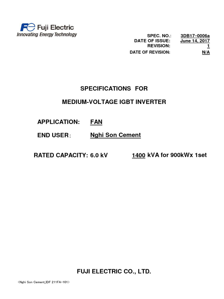 MV-INV Specification | PDF | Electric Motor | Power Supply