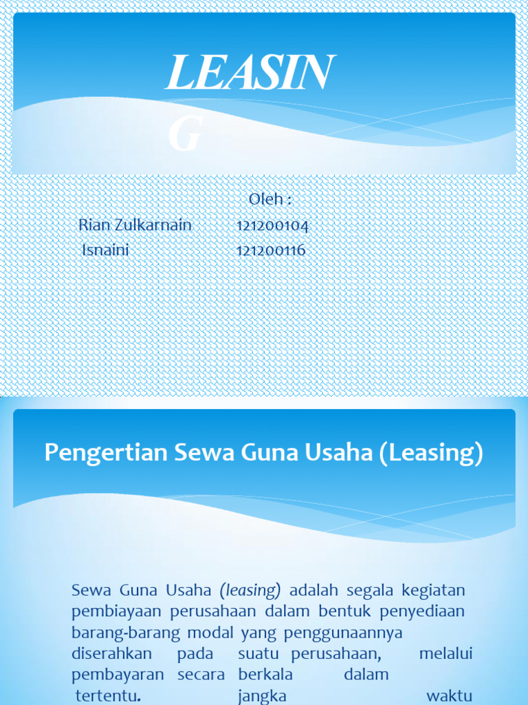 Sejarah dan Manfaat Leasing di Indonesia | PDF