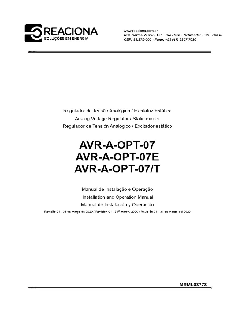 Manual Avr A Opt 07 | PDF | Eletricidade | Quantidades físicas