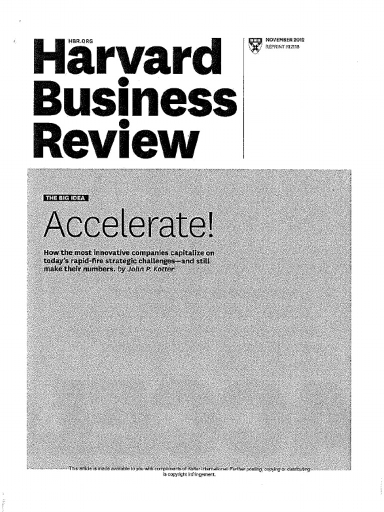 Accelerate! Article - John Kotter, HBR 2012 | PDF