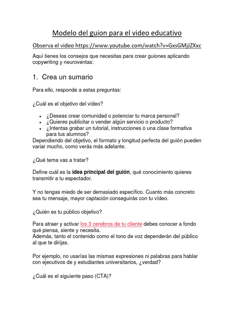 Guion Efectivo para Video Educativo | PDF